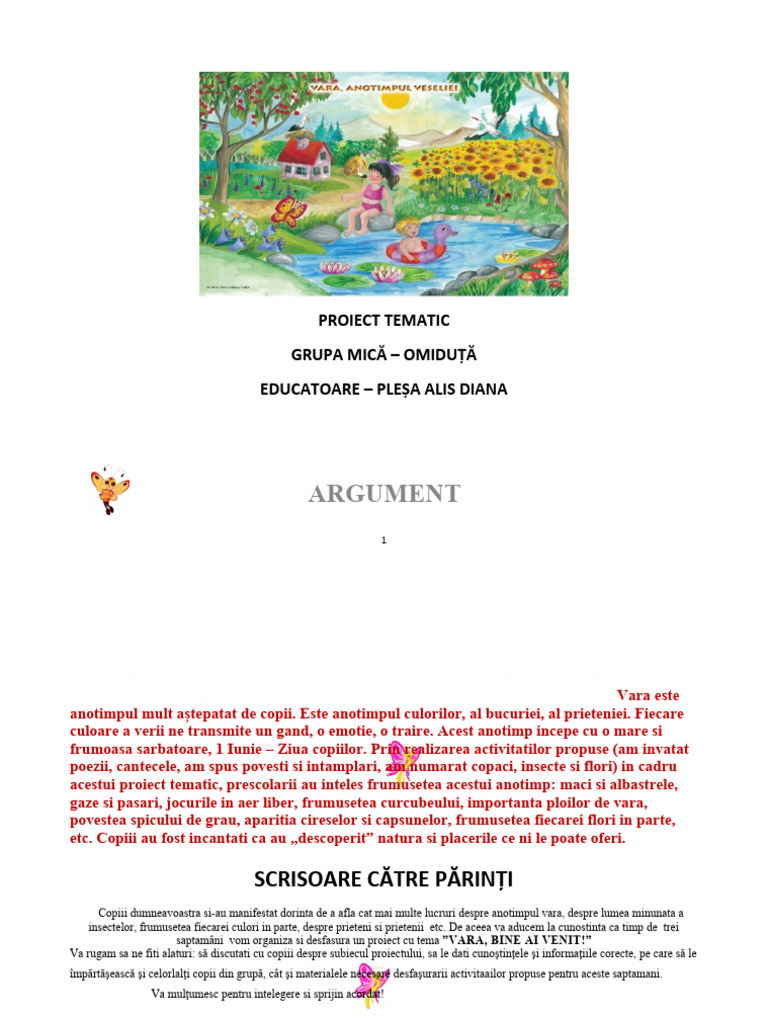 Proiect Tematic Vara | PDF