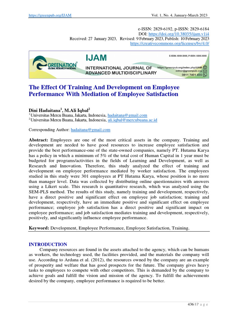The Effect of Training and Development On Employee Performance With ...