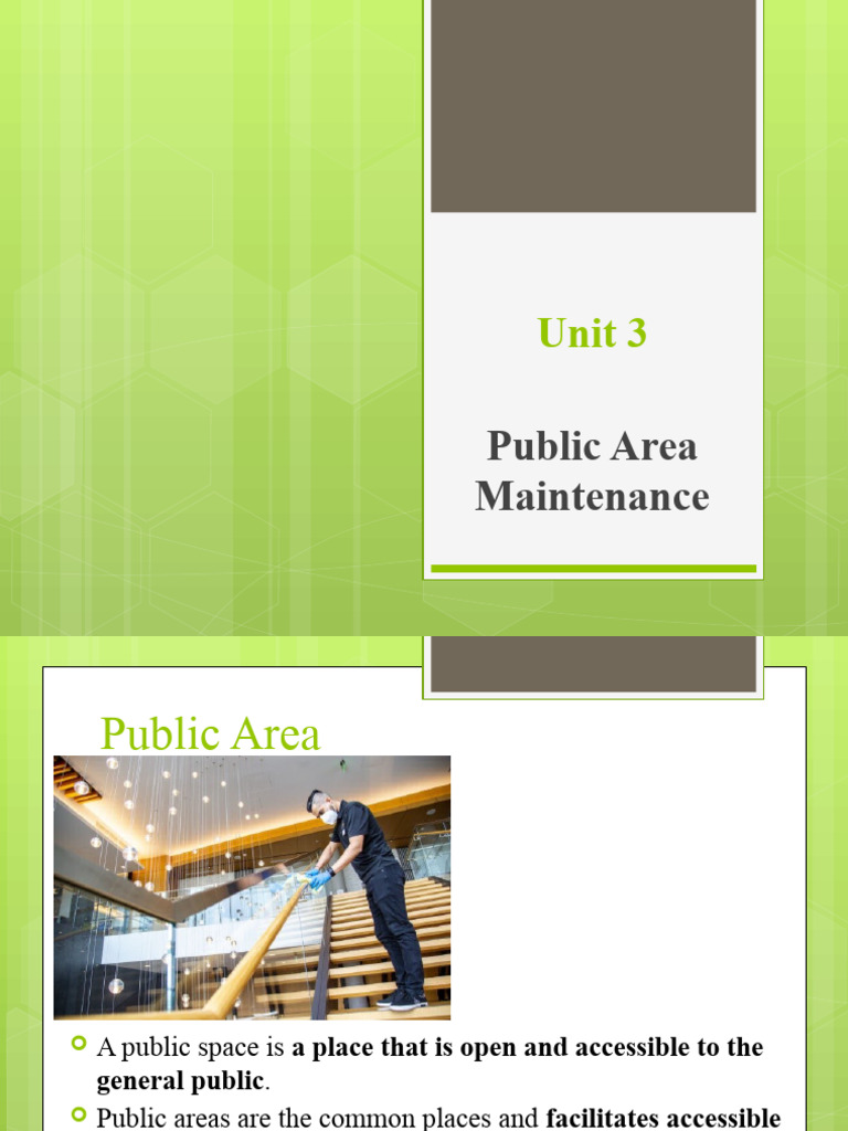 Unit 3 - Public Area Maintenance | PDF | Hotel | Bathroom