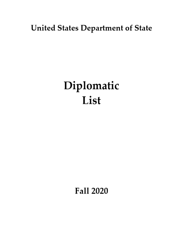 Fall 2020 Diplomatic List1 | PDF | Diplomatic Rank | Diplomatic Mission