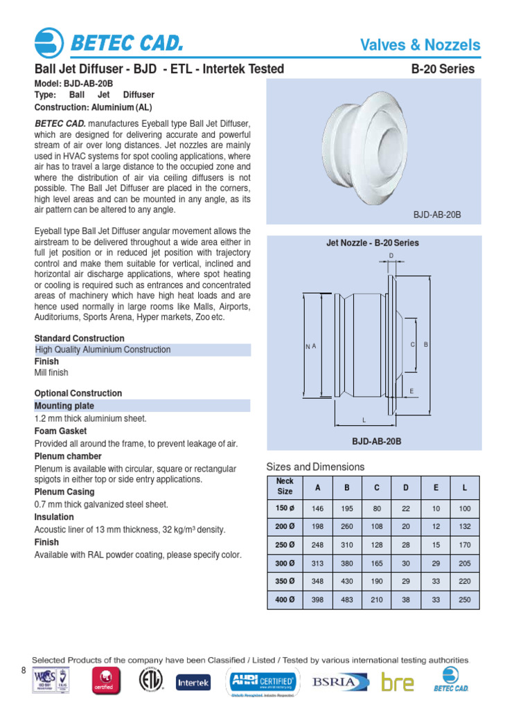 Ball Jet Diffuser BJD-AB-20B Details | PDF