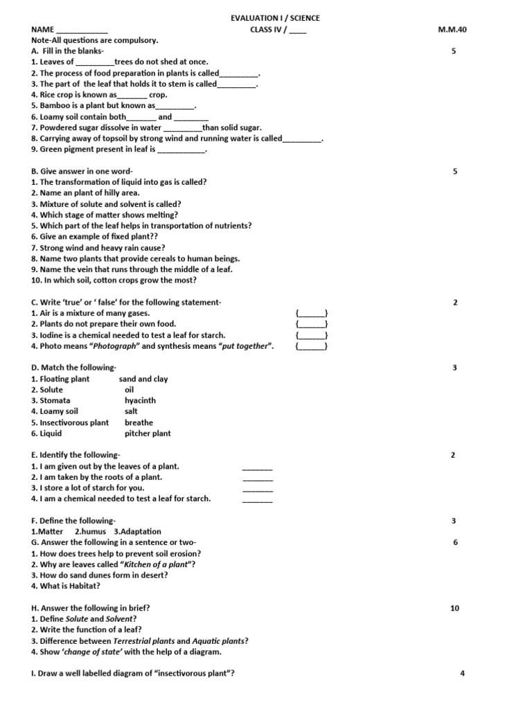 EV1 Science IV | PDF