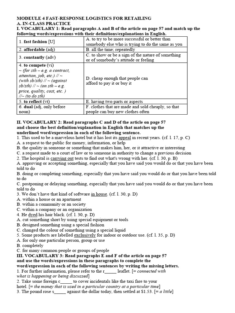 English For Logistics MODULE 4 | PDF | Business Economics | Business ...