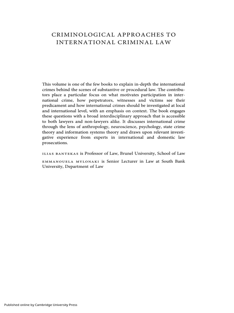 Criminological Approaches To International Criminal Law | PDF