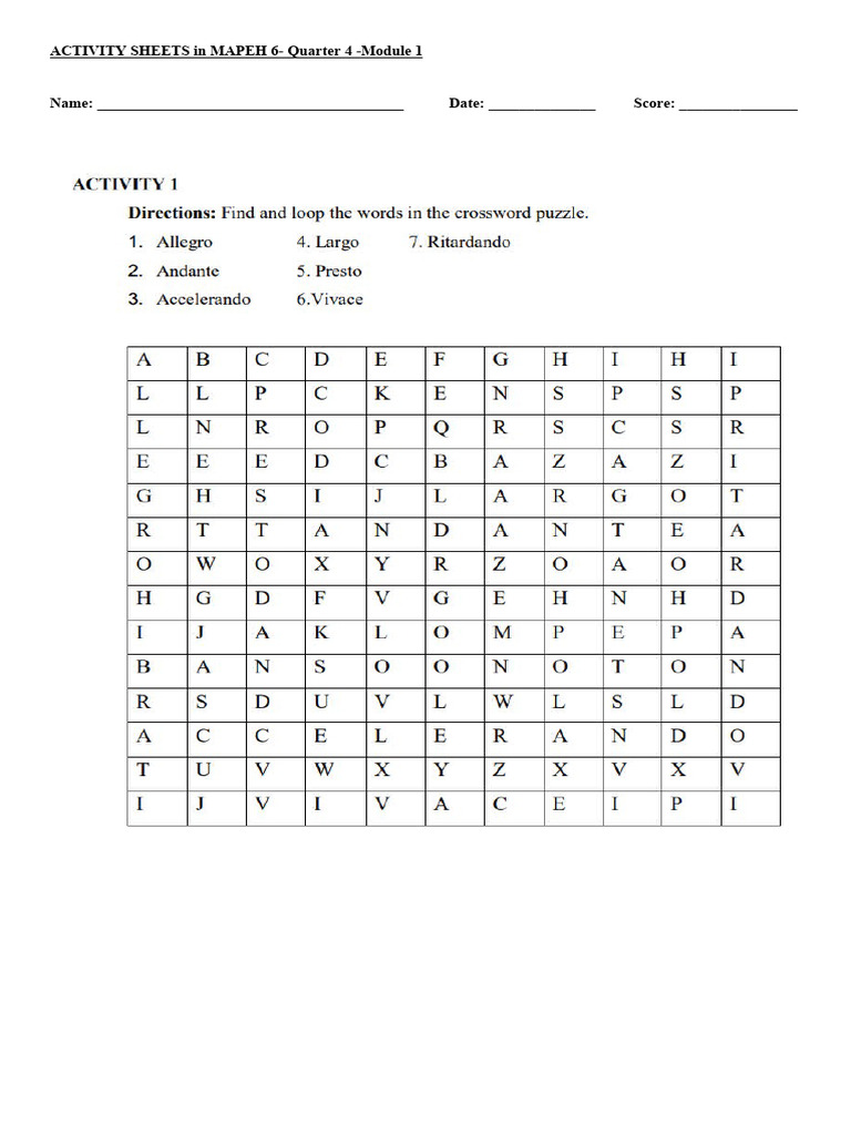 Activity Sheets Q4 - Music | PDF