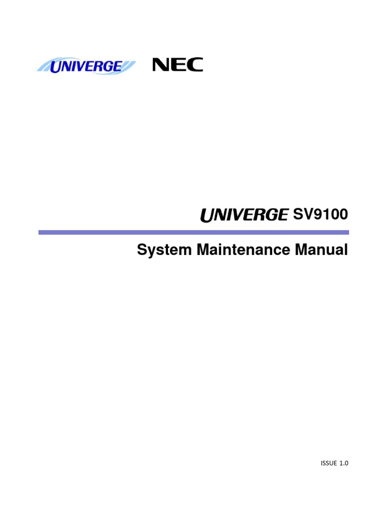 SV9100 System Maintenance Manual v1.0 | PDF