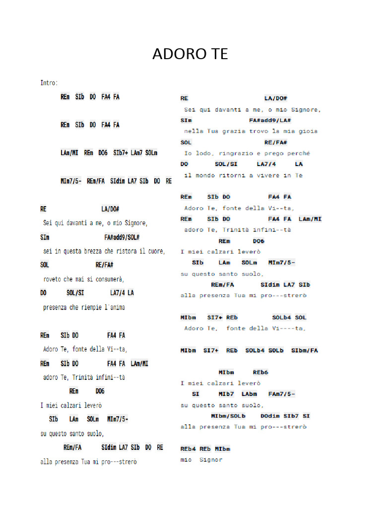 Adoro Te Accordi | PDF