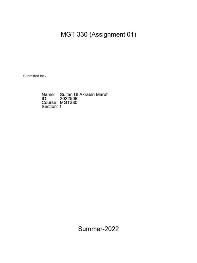 MGT330 Assignment | PDF | Lean Manufacturing | Business Process