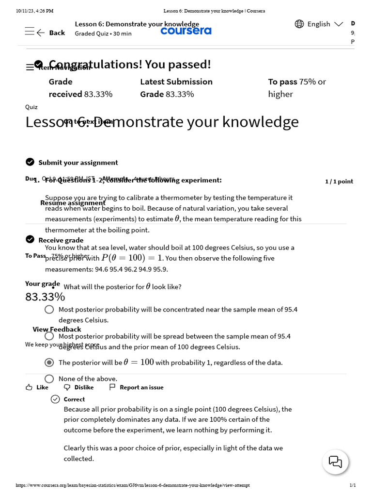 Coursera Lesson 6 Bayes | PDF | Experiment | Celsius