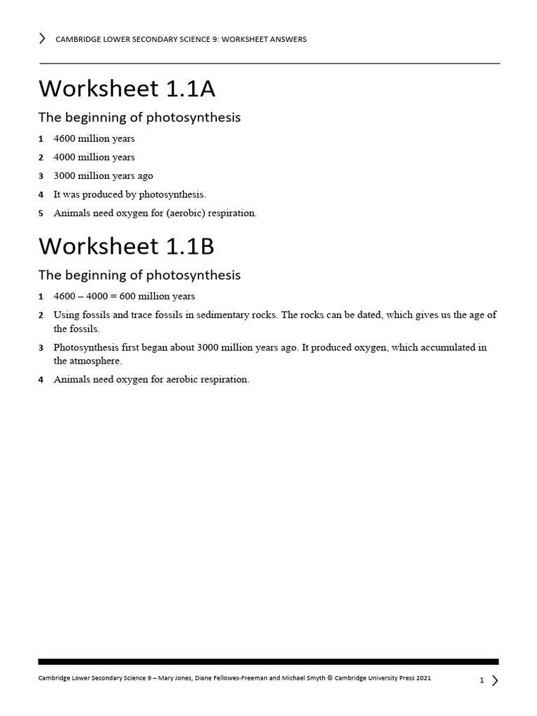 Cambridge Science 9 Worksheet Answers | PDF | Teaching Methods ...