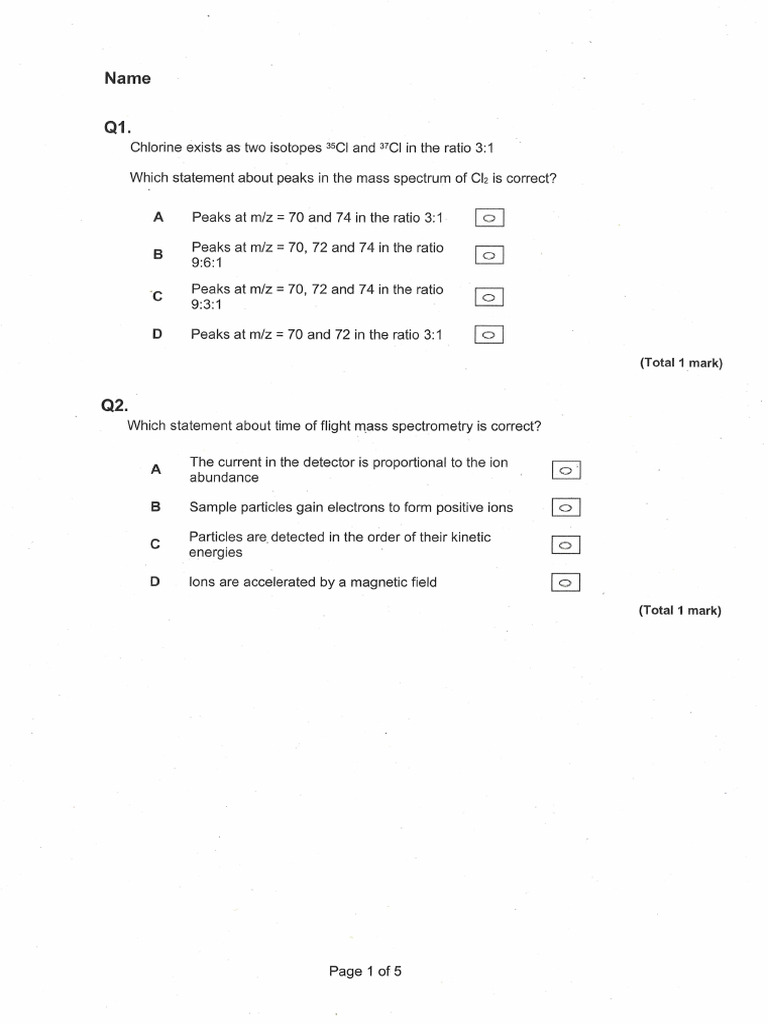 L4 TOF-MS Homework Questions | PDF | Time Of Flight Mass Spectrometry ...