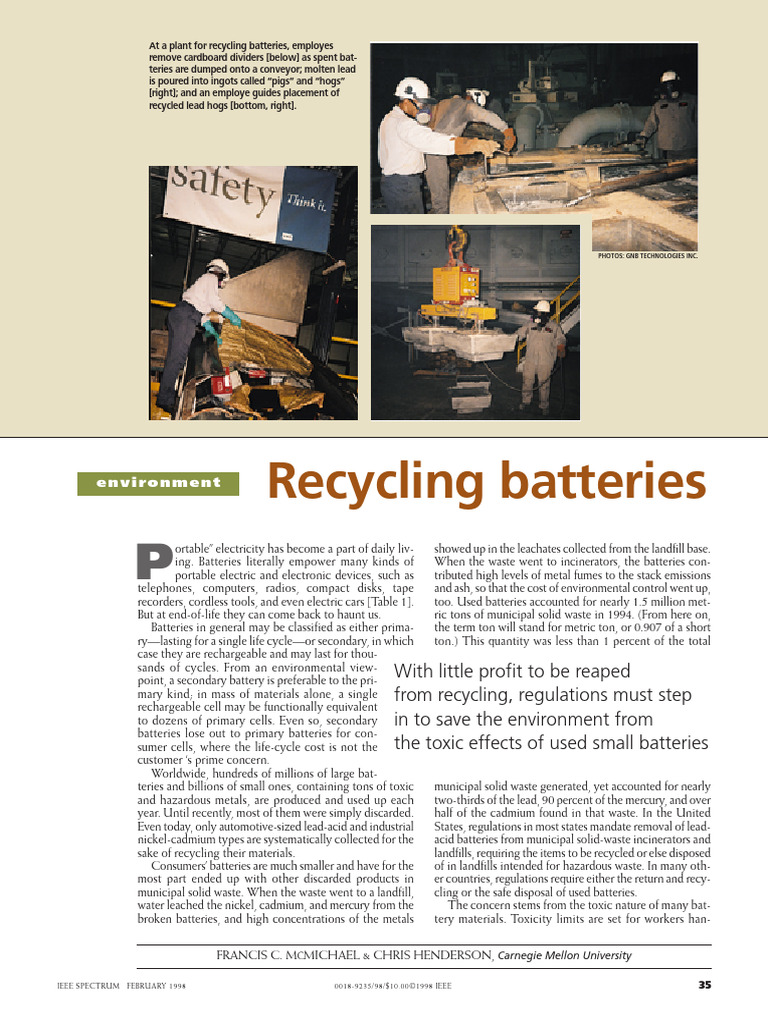 Recycling Batteries | PDF