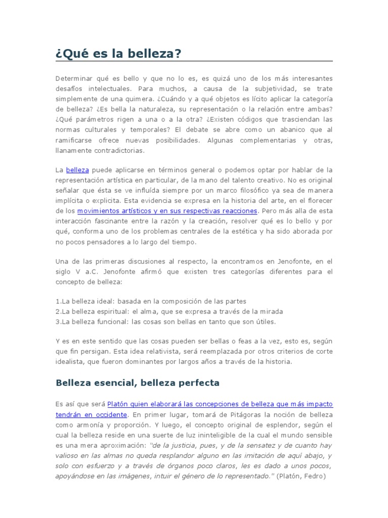 Qué es la belleza | Belleza | Platón