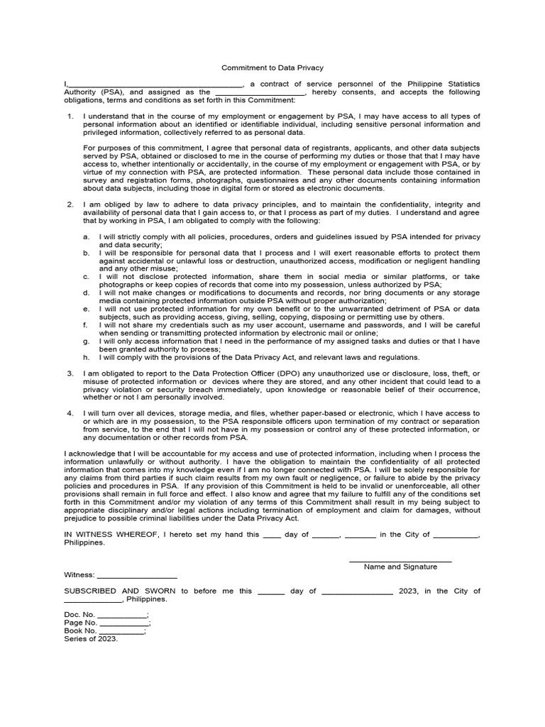 Commitment To Data Privacy | PDF