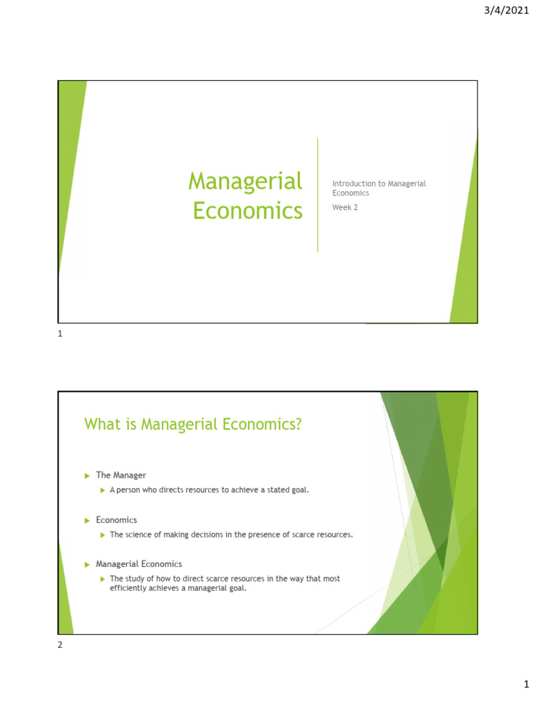 Managerial Economics - Week 2 | PDF