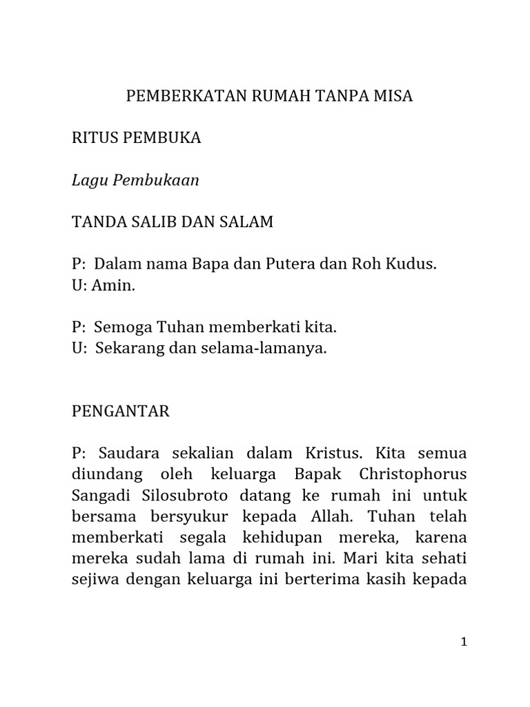 Buku IBADAT PEMBERKATAN RUMAH TANPA MISA | PDF