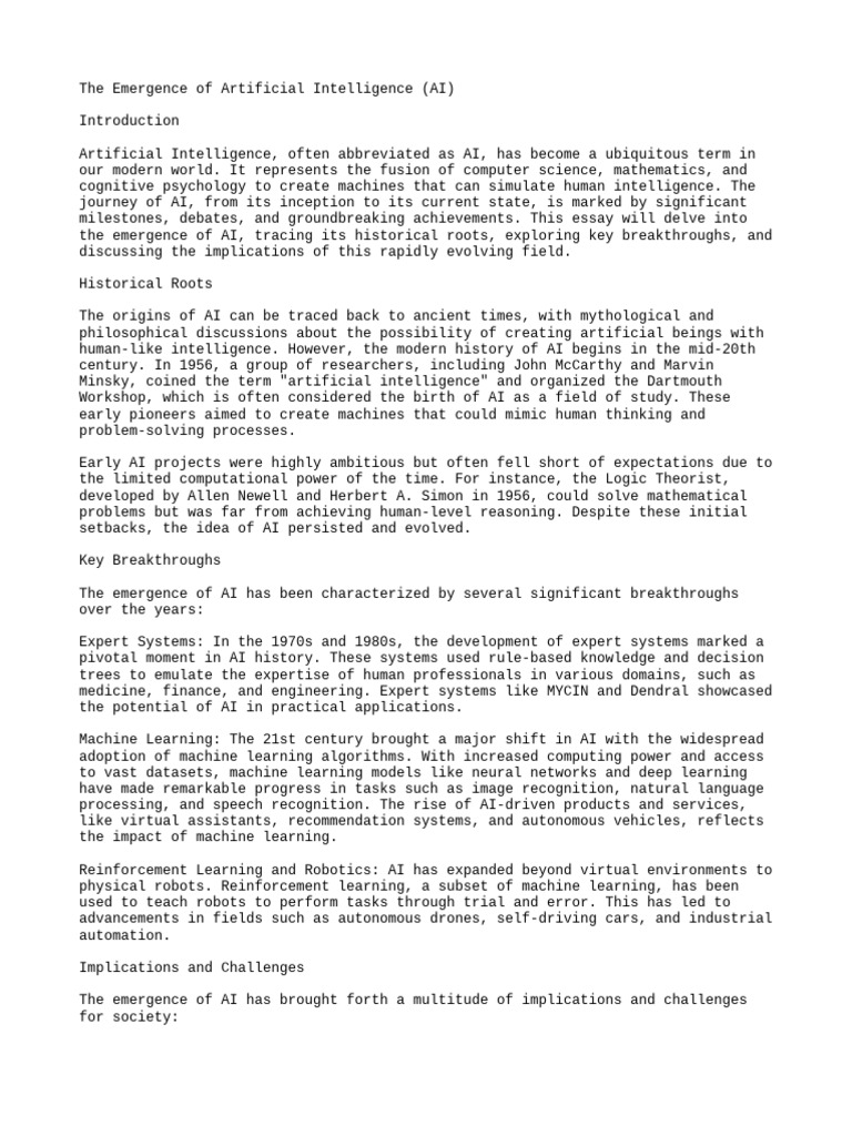 The Emergence of Artificial Intelli | PDF | Artificial Intelligence ...