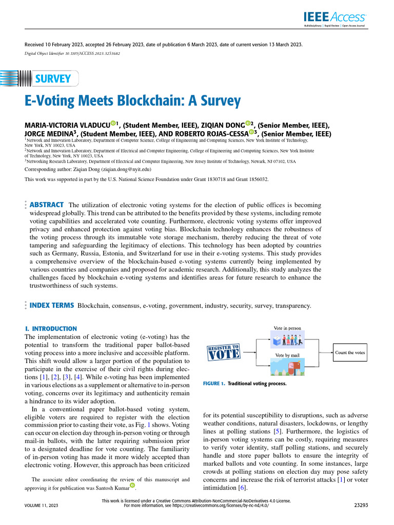 E-Voting Meets Blockchain A Survey | PDF | Electronic Voting | Cryptography