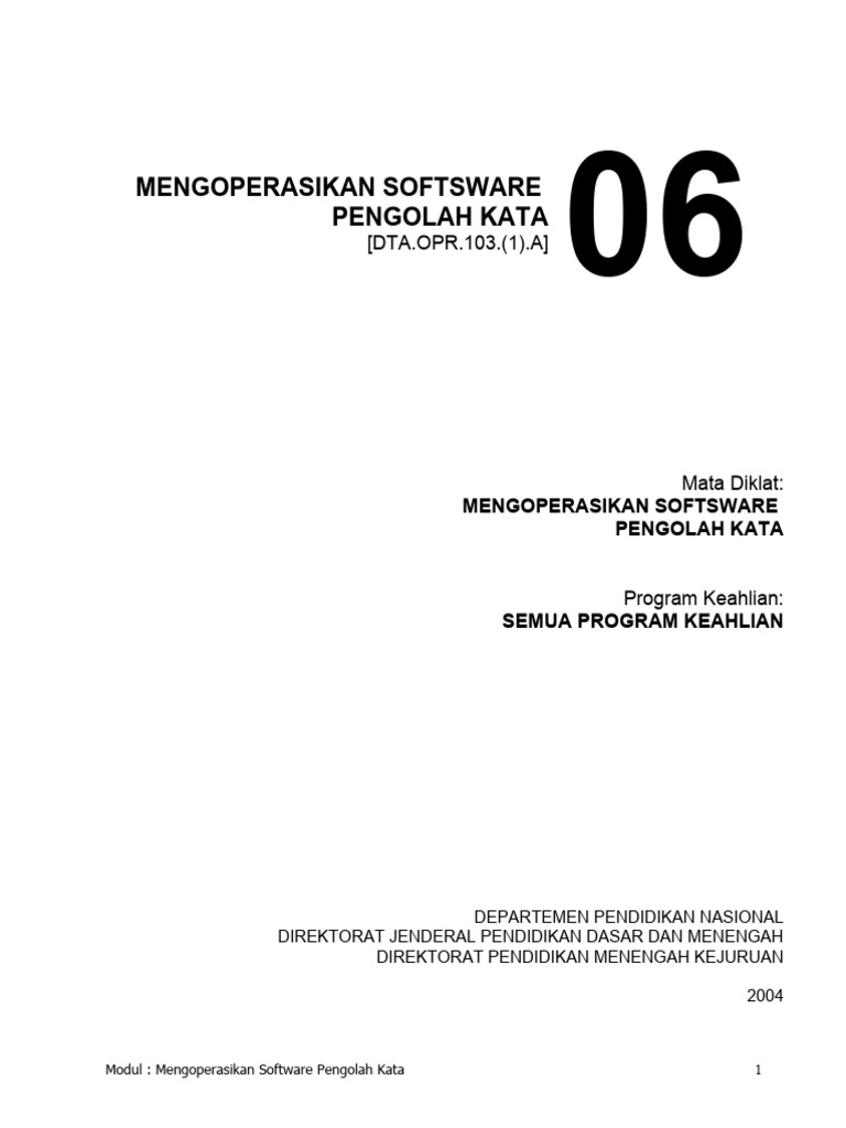 Modul 06 KKPI - Mengoperasikan Software Pengolah Kata | PDF