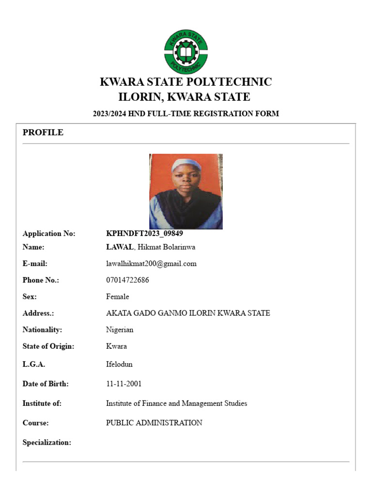 Kwarapoly Portal Completed Application | PDF