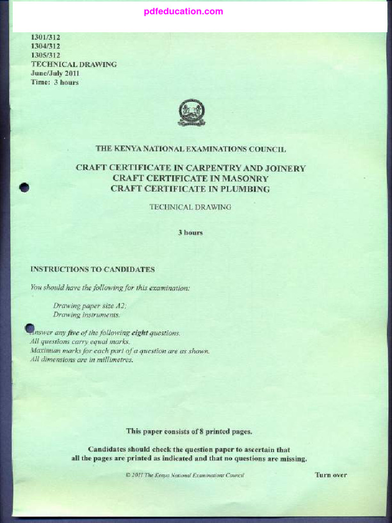 Technical Drawing Past Papers Guide | PDF