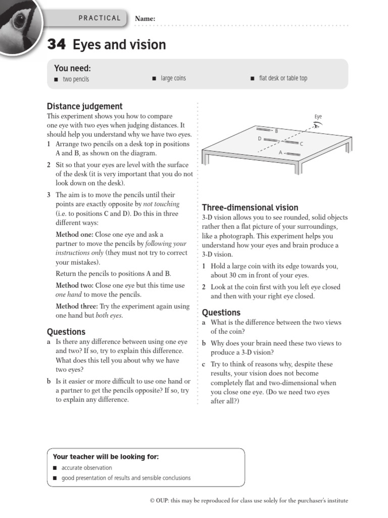 IGCSE BIO - TB Practical Activities34 | PDF | Visual Perception | Experiment