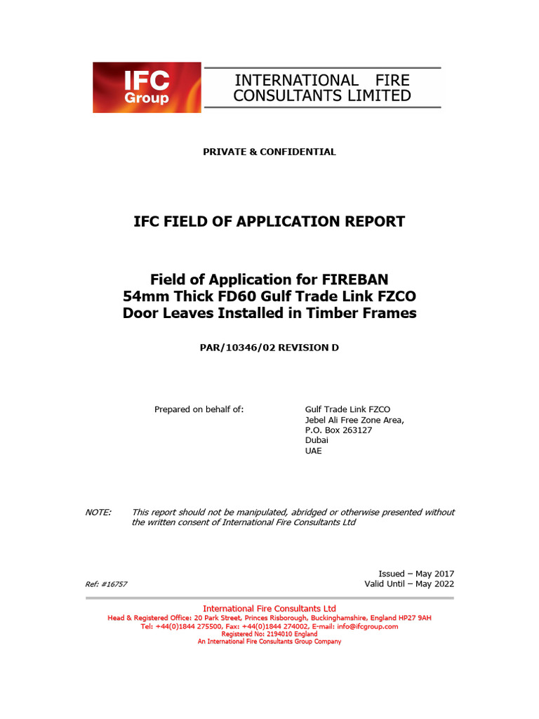 IFC Fire Application Report for Gulf Trade | PDF