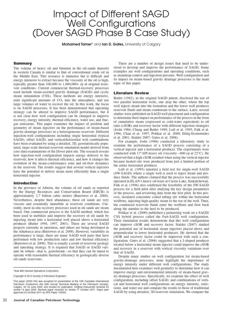 Impact of Different SAGD Well Configurations | PDF