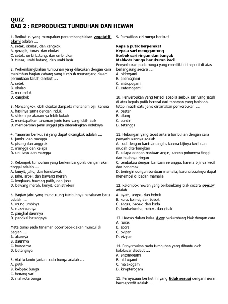 Quiz Reproduksi Tum-Hen | PDF