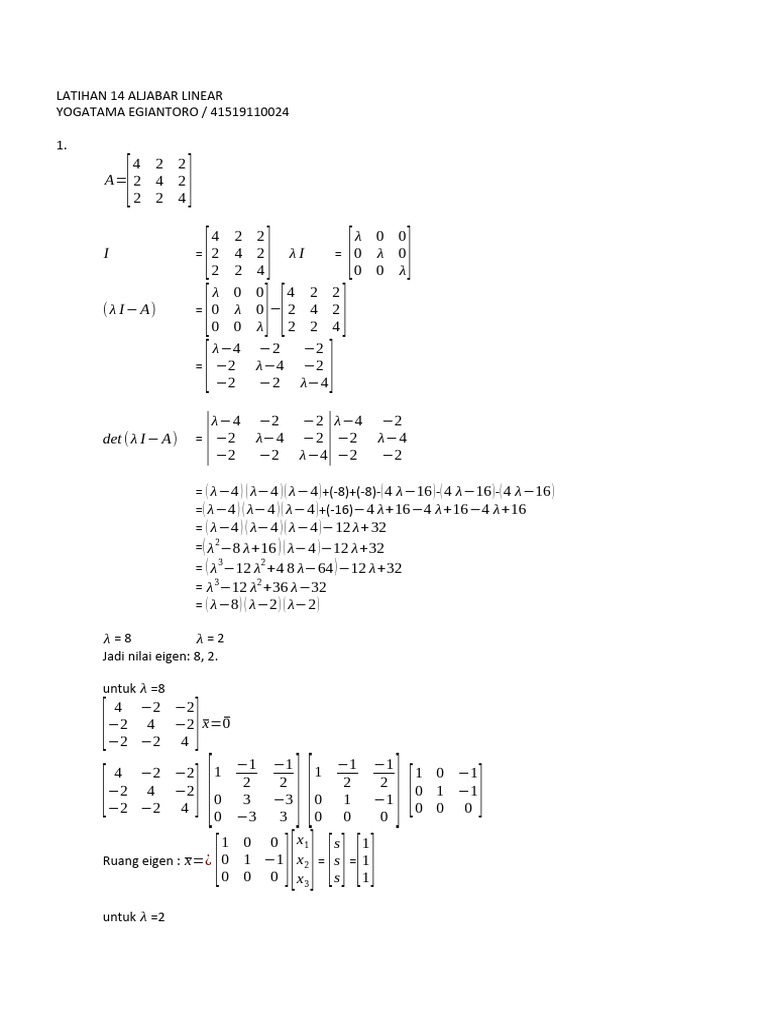 Latihan 14 Aljabar Linear | PDF