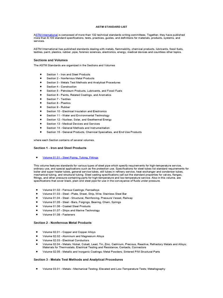 Astm Standard List | PDF