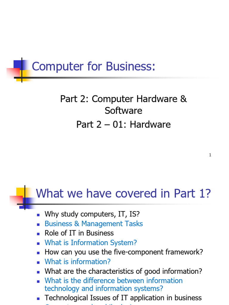 IM1011 Sem231 Topic 02-1 Hardware | PDF | Computer Data Storage | Central Processing Unit