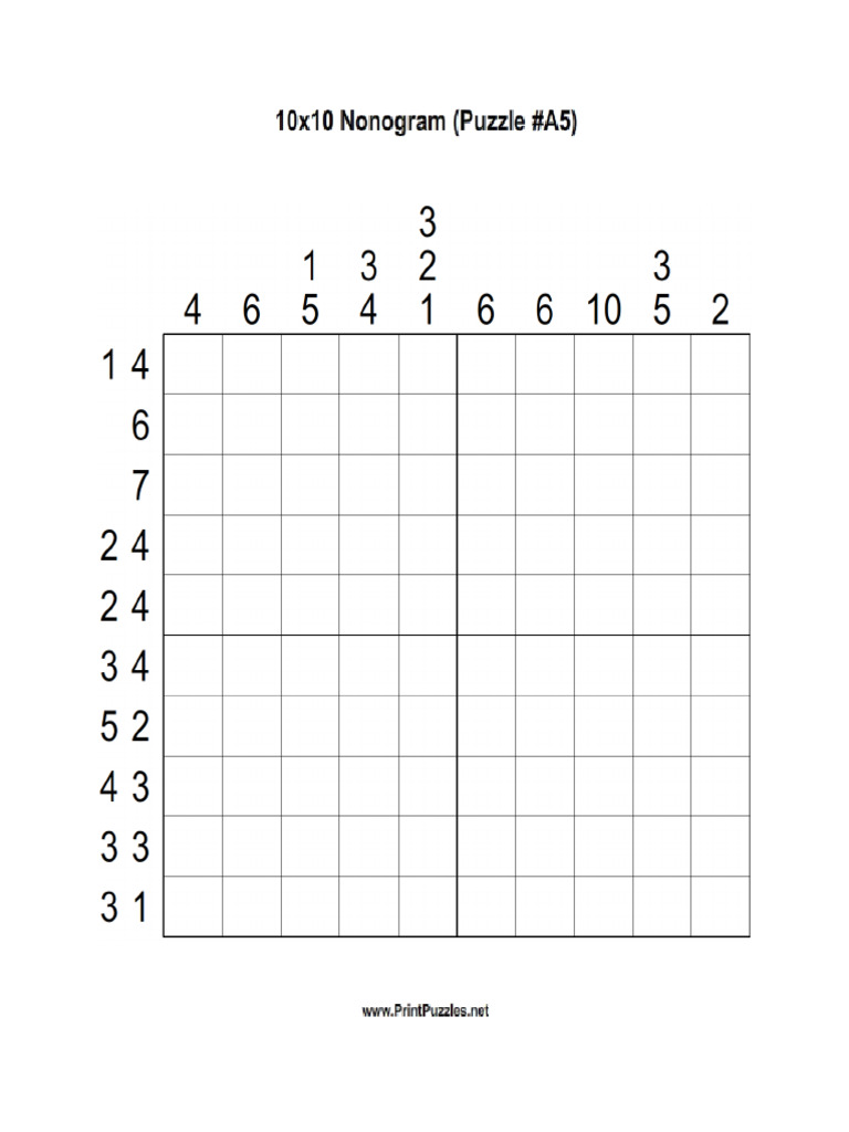 Nonogram 10x10 A5 | PDF