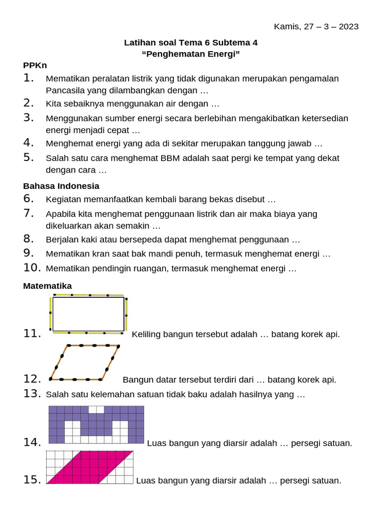 Latihan Soal PH Tema 6 ST 4 | PDF