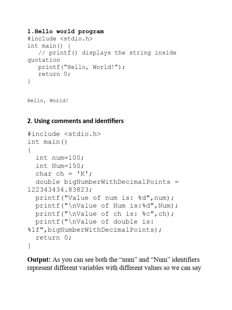 C Programming Basics: Hello World & Arrays | PDF