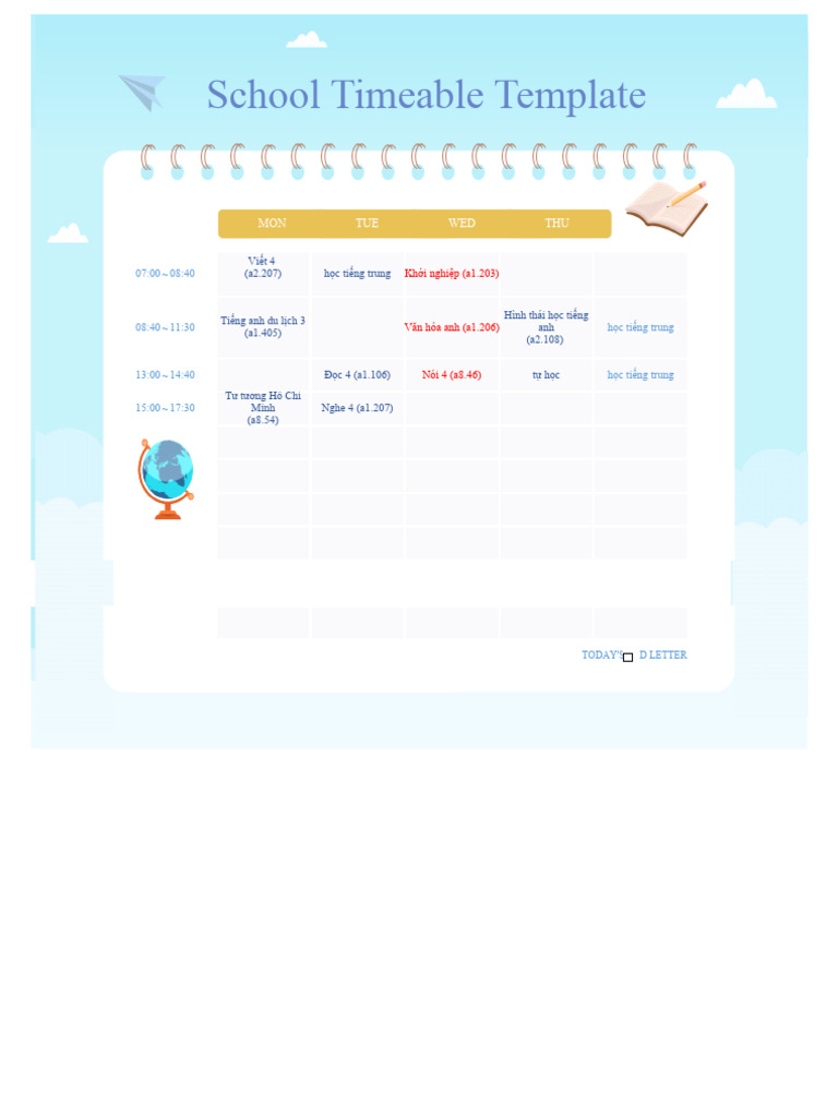 School Timetable Template1 | PDF