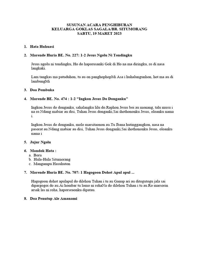 SUSUNAN ACARA PENGHIBURAN | PDF