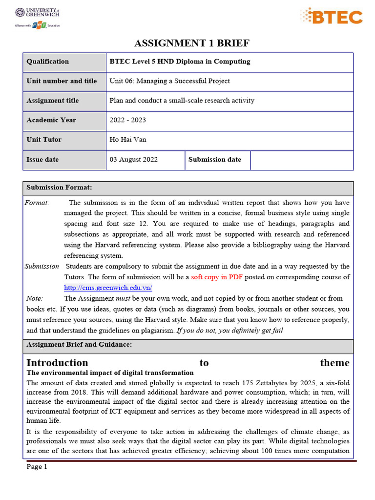 VO NGUYEN DUY NAM - GCS200888 - Unit 06 - Assignment Brief 1 - Digital ... VO NGUYEN DUY NAM - GCS200888 - Unit 06 - Assignment Brief 1 - Digital ...
