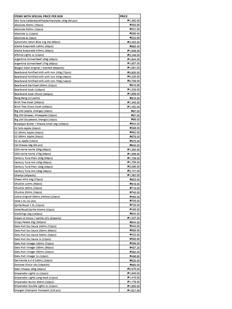 Imart Grocers Price List (As of 8 - 22 - 23) | PDF | Potato Chip ...