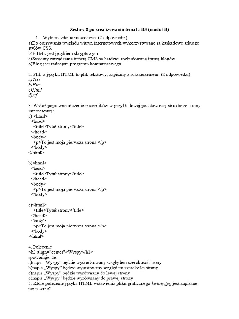 Test Z Informatyki | PDF