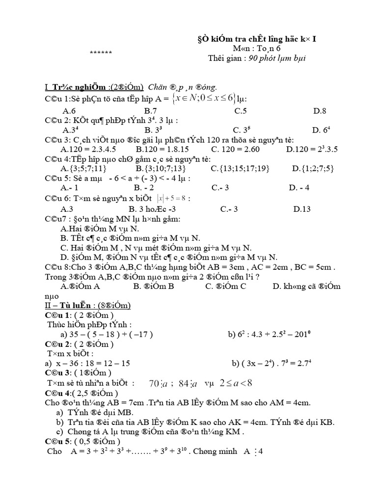 De Thi Hoc Ki IToan 6 Co Dap An Bieu Diem Chitiet | PDF