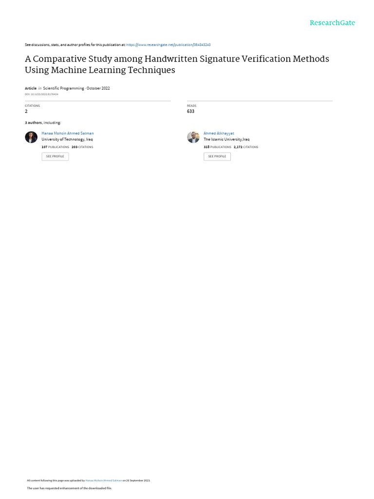Signature Verification Using Machine Learning | PDF | Authentication | Biometrics