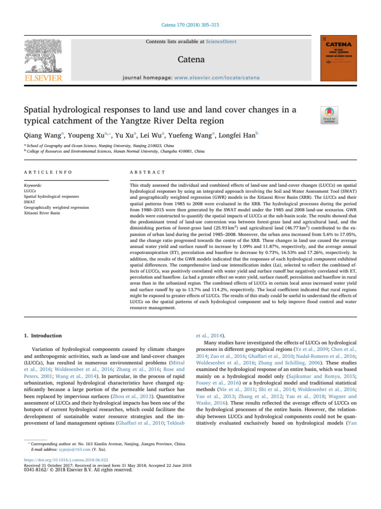Spatial Hydrological Responses To Land Use and Land Cover Changes in A ... Spatial Hydrological Responses To Land Use and Land Cover Changes in A ...