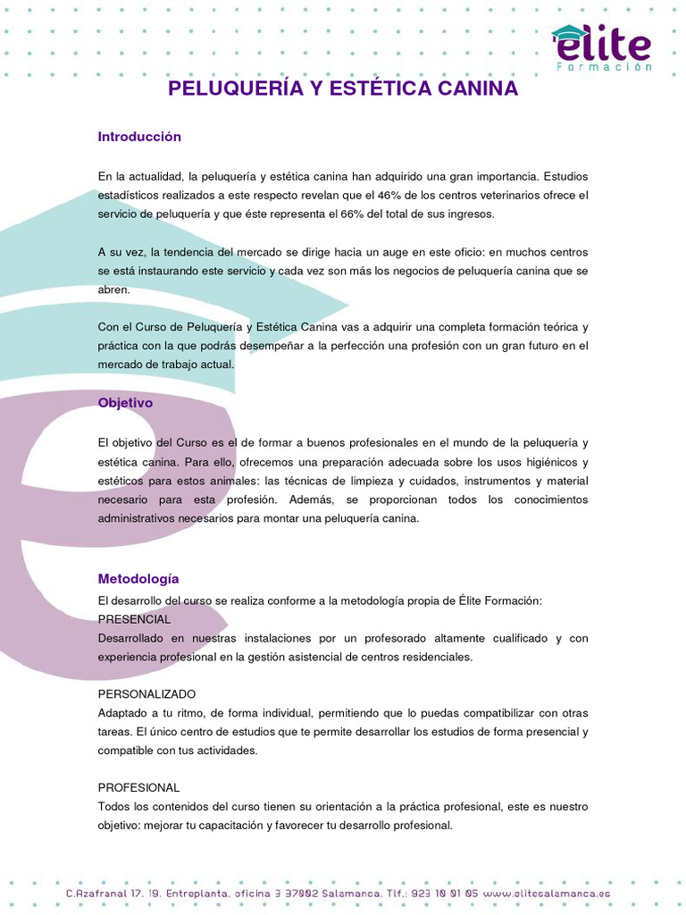Peluqueria Estetica Canina Elite | PDF