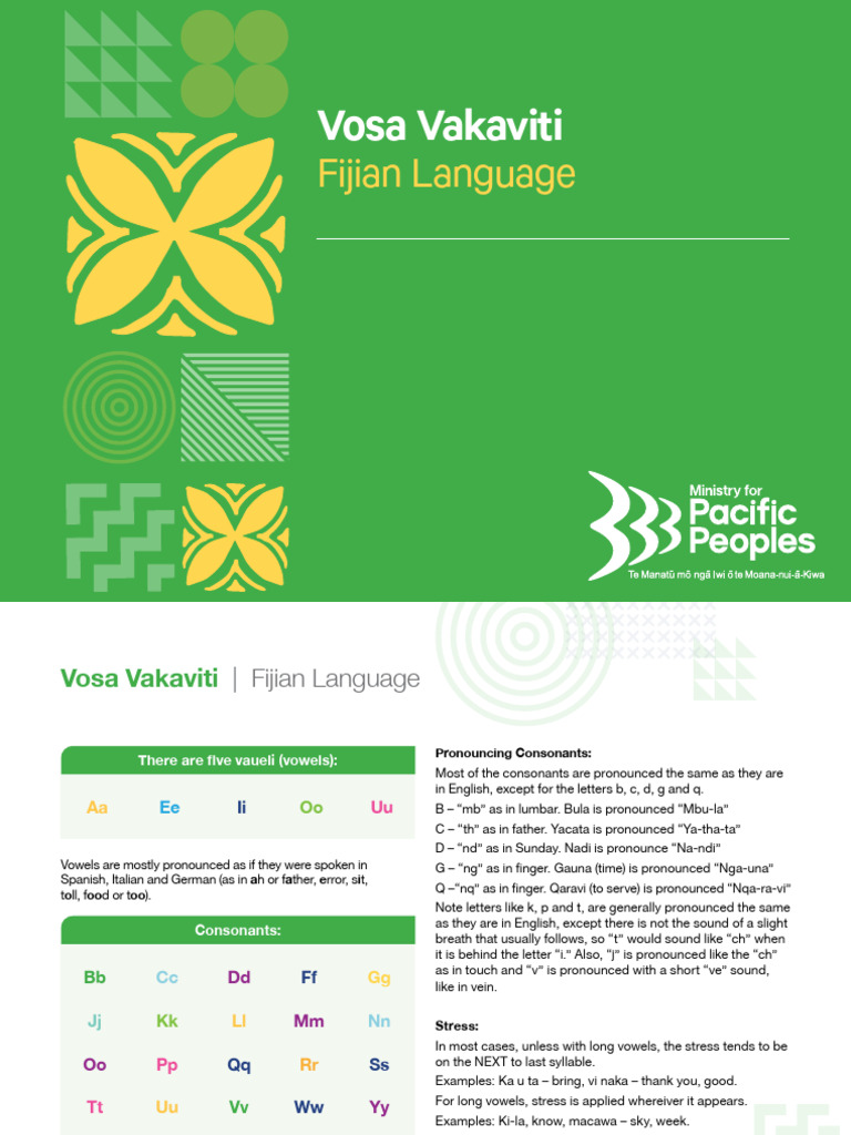 Vosa Vakaviti Fijian Language Cards | PDF | Human Voice | Linguistics