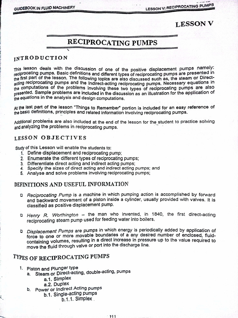 Reciprocating Pump Book | PDF