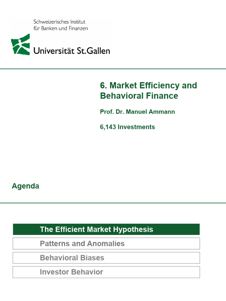 Market Efficiency & Behavioral Finance Insights | PDF | Efficient ...