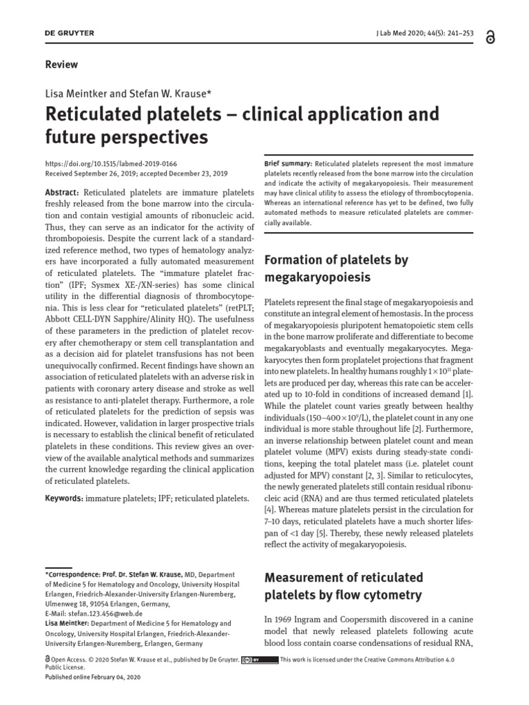 5 - Reticulated Platelets - Clinical Application and Future ...
