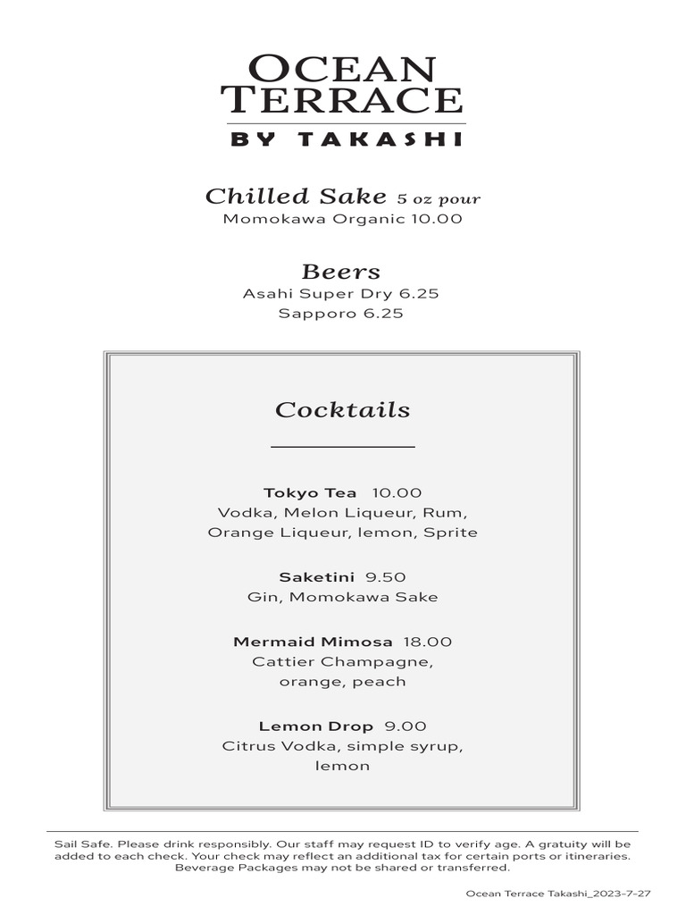 Ocean Terrace by Takashi - 2023!7!27 - v1 | PDF | Sushi | Food And Drink