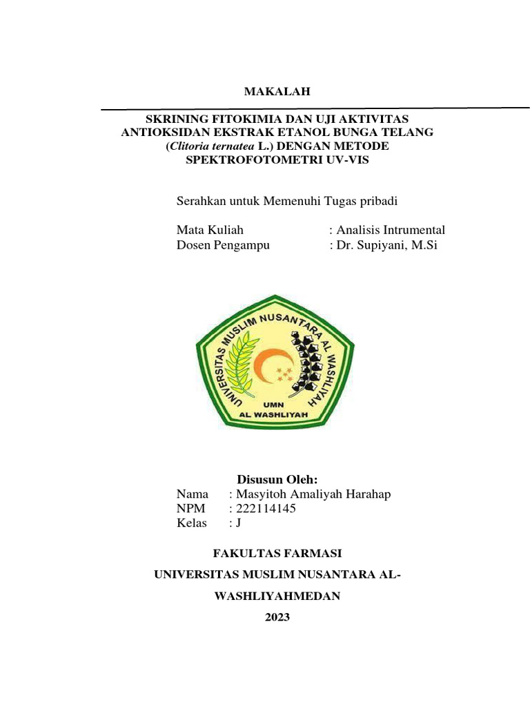 Tugas Analis Instrumen Masyitoh Amaliyah - 222114145 | PDF | Kesehatan Holistik